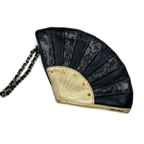 Betsey Johnson | Bags | Betsey Johnson Fan Clutch Purse With Lace And ...
